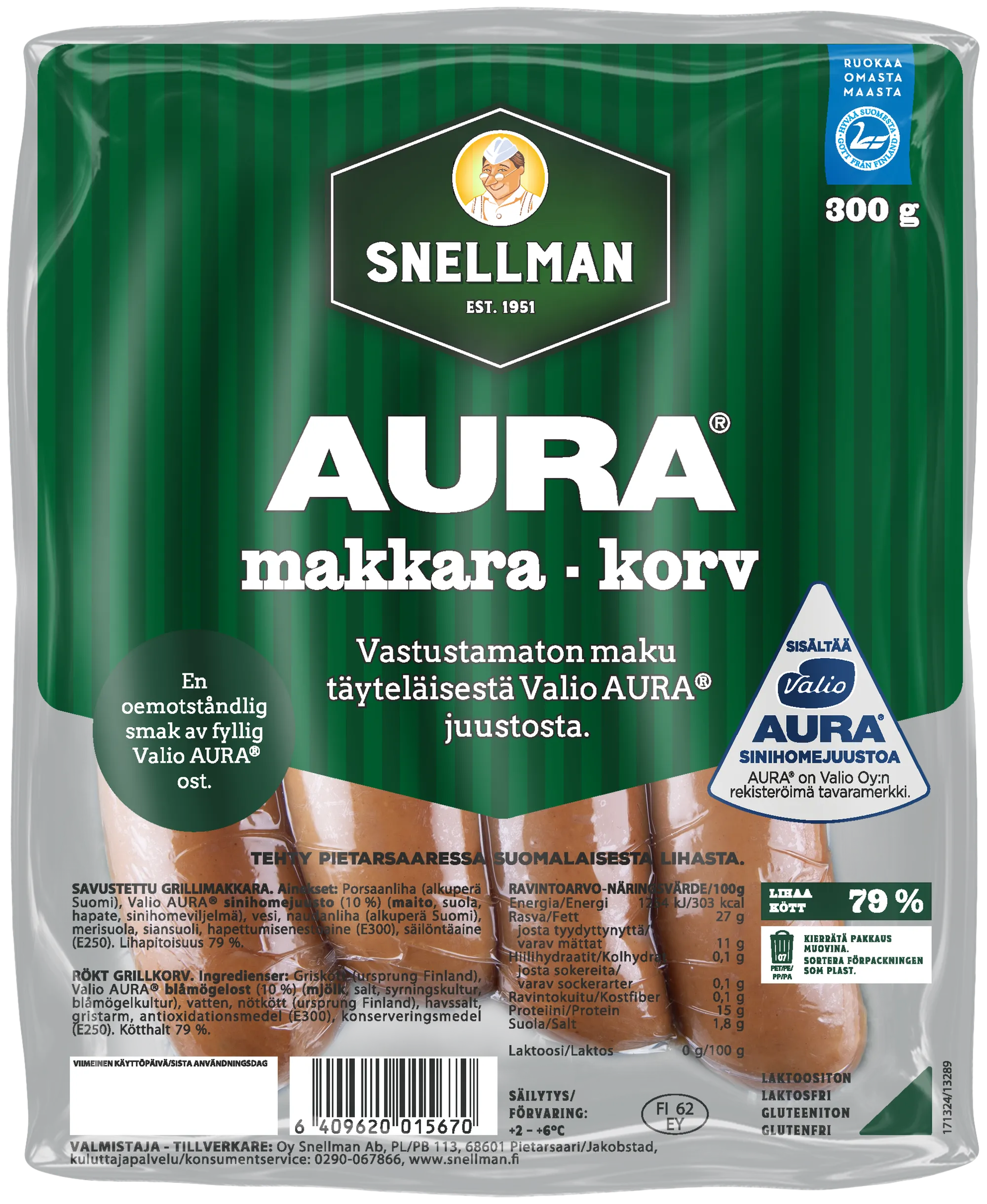 Aura grillimakkara 300 g | Snellmanin tuotteet